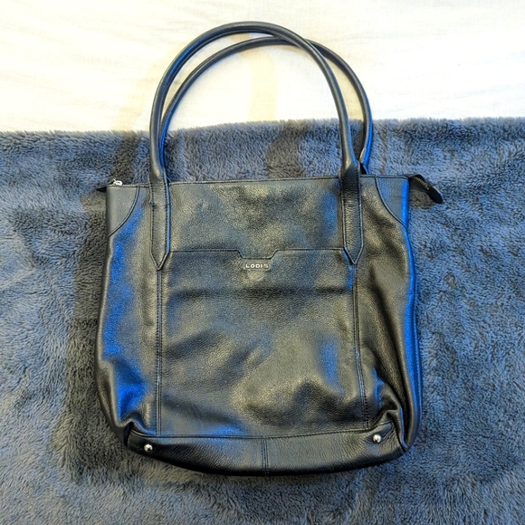 Lodis | Bags | Lodis Sierra Leather Tote Black Purse Pebbled Hobo ...